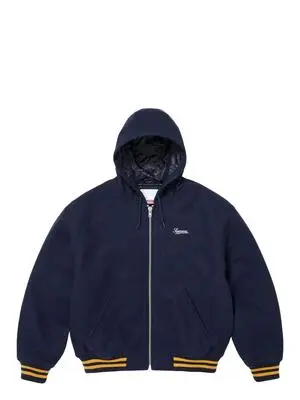 Supreme X Larry Clark Fw26 Hooded Varsity Jacket - Navy