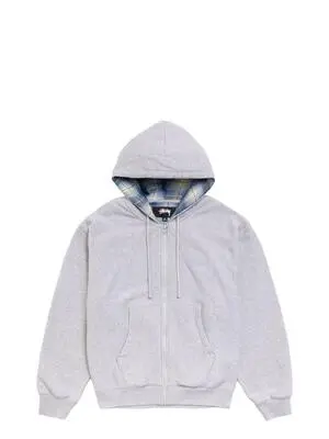 StÜssy Plaid Lined Zip Hoodie - Grey Heather