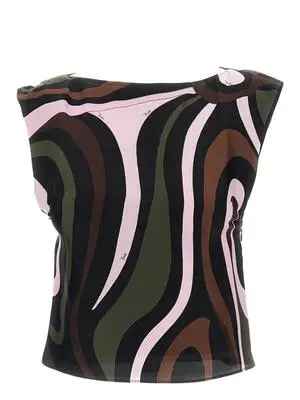 Emilio Pucci TOP IN TWILL DI SETA Multicolore