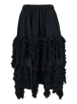 Comme Des Garçons Gonna Midi Con Volant A Strati - Nero