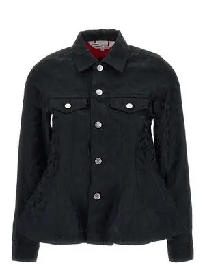 Comme Des Garçons Giacca In Jacquard Floreale - Nero