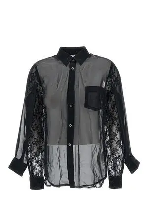 COMME DES GARÇONS CAMICIA CON DOPPIA MANICA E DETTAGLI IN PIZZO