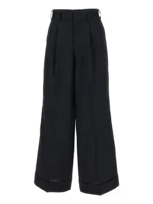 Junya Watanabe Pantaloni A Gamba Larga Gessati - Black