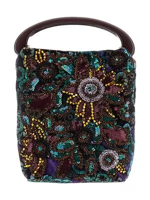 Dries Van Noten Borsa A Tracolla Compatta Con Ricami Floreali In Perline E Paillettes - Multicolor