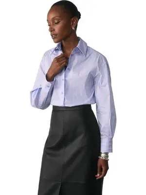The Fold Claudia Long Sleeve Relaxed Fit Shirt Blue