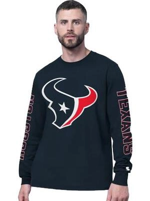 STARTER Houston Texans Clutch Hit Ii Long-sleeve T-shirt - Navy
