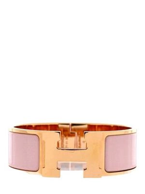 Hermès Clic Clac H Bracelet Metal And Enamel Wide - Pink