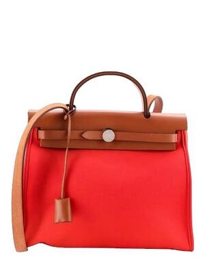Hermès Herbag Zip Leather And Toile 31 - Red