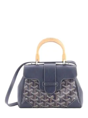 Goyard Saigon Top Handle Bag Coated Canvas With Leather Mini - Blue