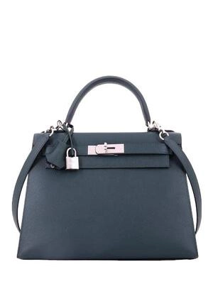 Hermès Kelly Handbag Epsom With Palladium Hardware 28 - Green