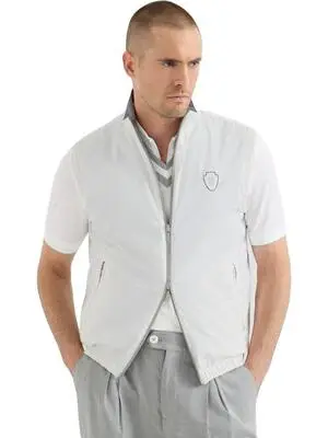 Brunello Cucinelli Bonded Nylon Reversible Vest With Logo - Off-white
