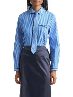 Sandy Liang Gemma Cotton Shirt - Blue Multi
