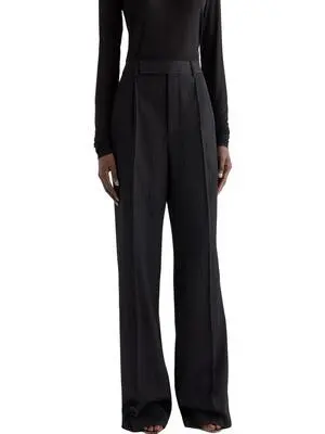 Saint Laurent Pinstripe Wide Leg Pants - Noir/gris