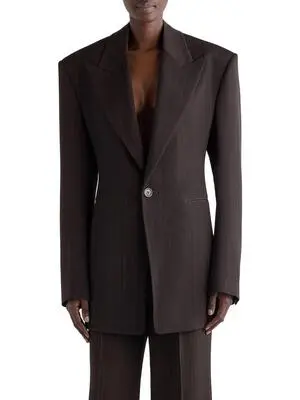 Saint Laurent Pinstriped Single Button Jacket - Marron/beige