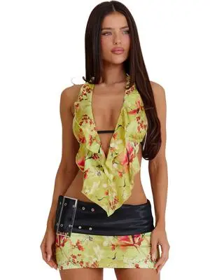 OUTCAST Qahira Micro Mini Skirt Azzurra - Print