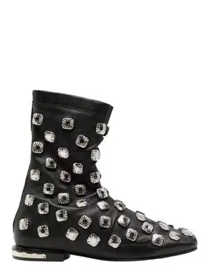Toga Stud-embellished Leather Boots - Black