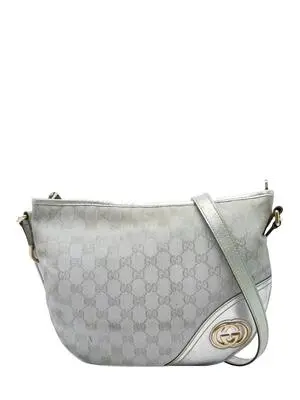Gucci 2016-2026 Medium Gg Canvas New Britt Half Moon Crossbody Bag Silver