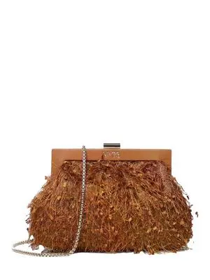 V°73 Feather-effect Clutch Bag Brown