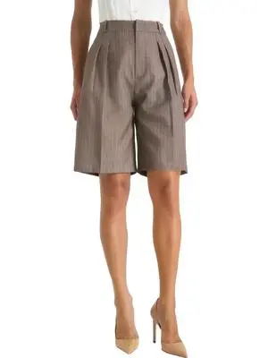 MANIÈRE DE VOIR Pinstripe Pleated Shorts
