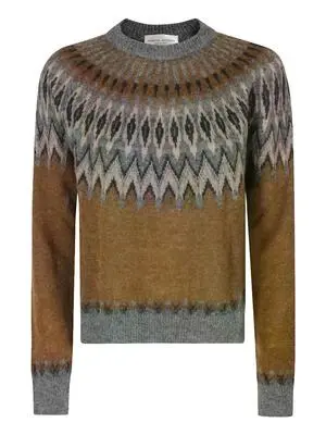 ROBERTO COLLINA Nordic Jacquard Baby-alpaca Jumper - Brown