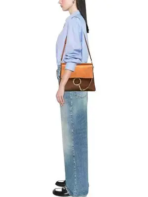 Chloé 2016 Medium Calfskin And Suede Faye Crossbody Bag Brown