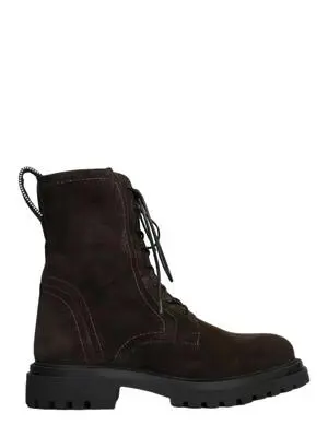 BIBI LOU Kael Suede Combat Boots - Brown