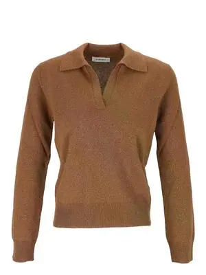 KANGRA V-neck Long-sleeve Polo Sweater - Brown