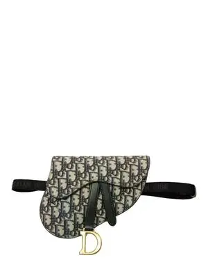 Dior 2019 Mini Oblique Canvas Saddle Pouch Belt Bag - Blue