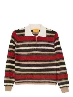 Guest In Residence Grizzly Cropped Rugby Striped Cashmere Polo Shirt - Red