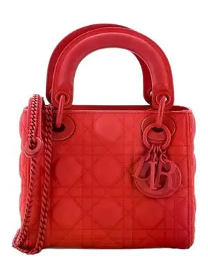 Dior Ultra Matte Lady Dior Chain Bag Cannage Quilt Calfskin Mini Shoulder Bag Red