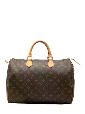 LOUIS VUITTON 2002 Monogram Speedy 35 Boston Bag Brown