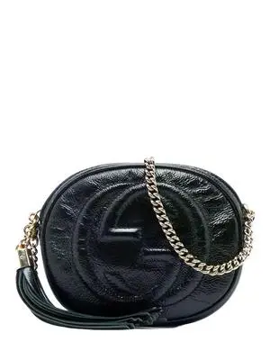 Gucci 2016-2026 Mini Patent Soho Chain Crossbody Bag Black