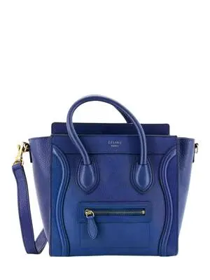Celine Luggage Bag Grainy Leather Nano Crossbody Bag - Blue