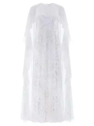 NEEDLE & THREAD Anais Sequin-embellished Cape Dress