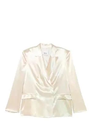 Erika Cavallini Double-breasted Satin-finish Blazer - Neutrals