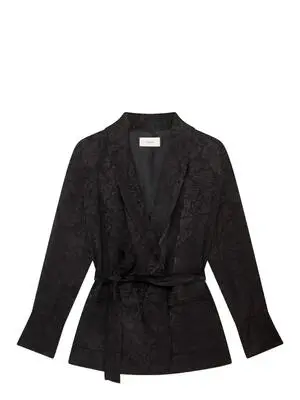 Malìparmi Damask-jacquard Wrap Blazer Black
