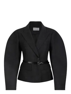 P.a.r.o.s.h Belted Puff-sleeve Blazer - Grey