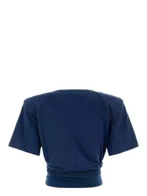 Magda Butrym Padded-shoulder Knotted T-shirt Blue