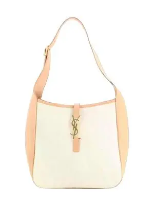 Saint Laurent Le 5 A 7 Supple Canvas And Leather Small Hobo Bag - Neutrals