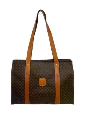 Celine 1996 Macadam Coated Canvas Tote Bag - Brown