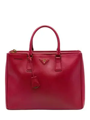 Prada 2013-2026 Large Saffiano Lux Galleria Double Zip Tote Bag - Red