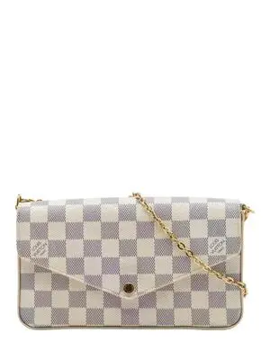 LOUIS VUITTON 2016 Damier Azur Pochette Felicie Crossbody Bag - White