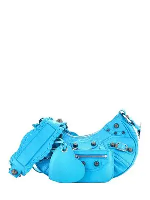 Balenciaga Le Cagole Giant Studs Shoulder Bag Leather Xs Hobo Bag Blue