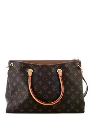 LOUIS VUITTON Pallas Tote Monogram Canvas With Leather Shoulder Bag - Brown