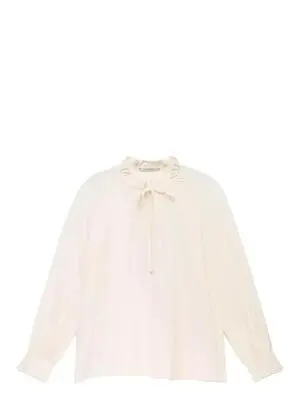 MALÌPARMI Ruffled Silk-blend Blouse