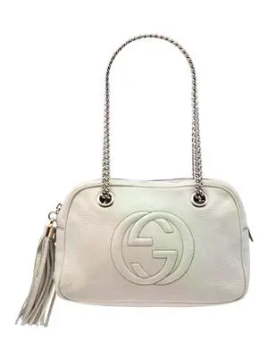 Gucci 2016-2026 Leather Soho Chain Zip Shoulder Bag White