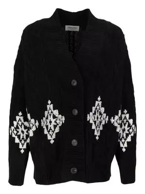Ermanno Scervino Cable-knit Sequin-embellished Cardigan - Black