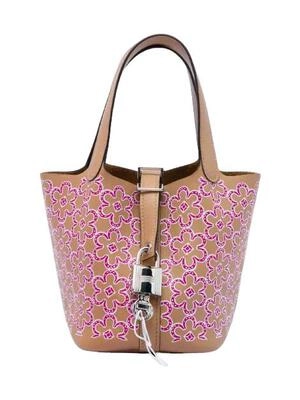 Hermès 2022 Micro Swift Lucky Daisy Picotin Lock 14 Handbag - Brown