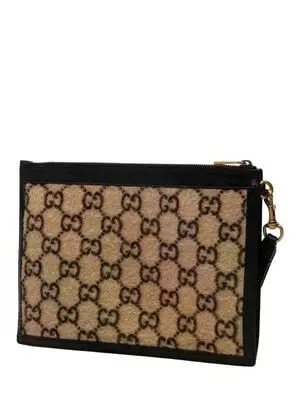 Gucci 2000-2015 Gg Wool Clutch Bag - Neutrals