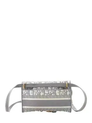 Dior Saddle Slim Pouch Logo Embroidered Oblique Canvas Belt Bag Grey